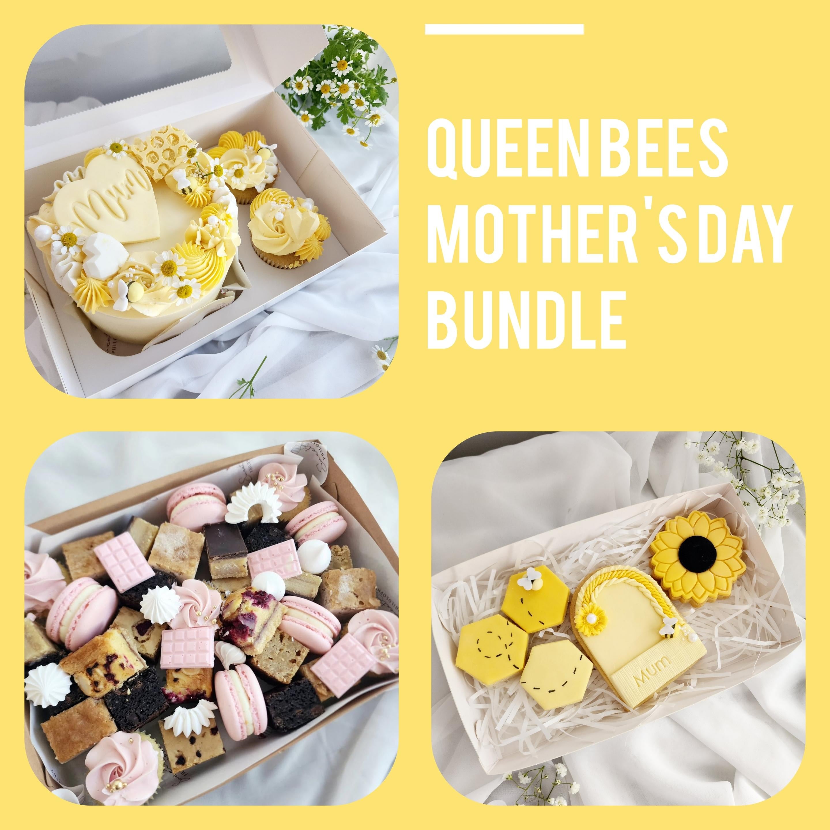 Queen Bee Bundle - Mini Bento cake plus Cupcakes + Macarons + Sweet ...